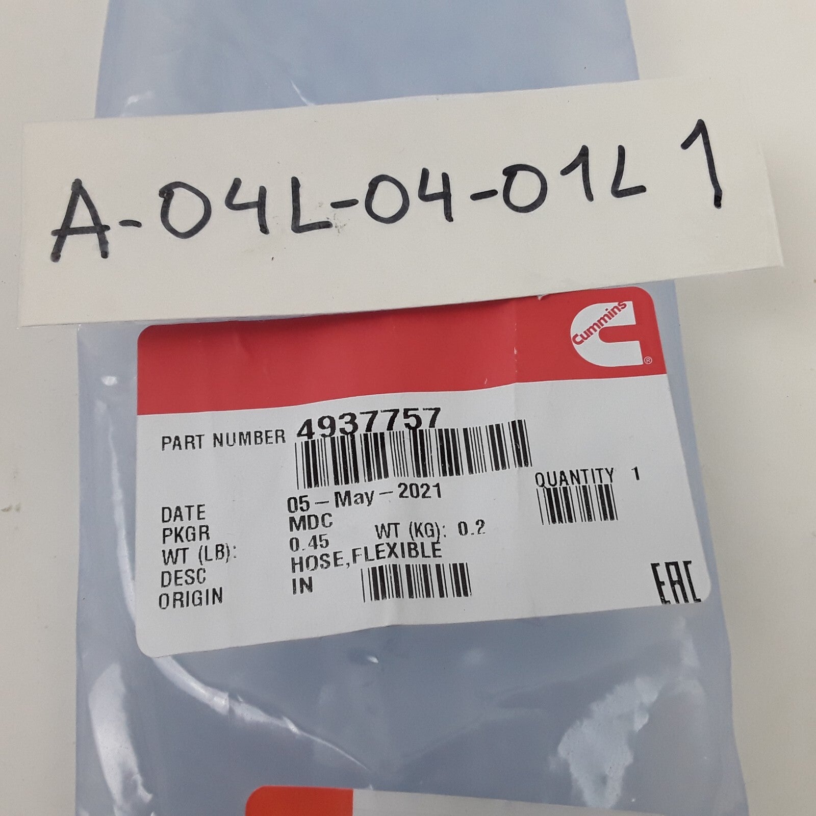 Cummins 4937757 Flexible Multi-Purpose Hose For EPA13 6.7 liter ISB/QS