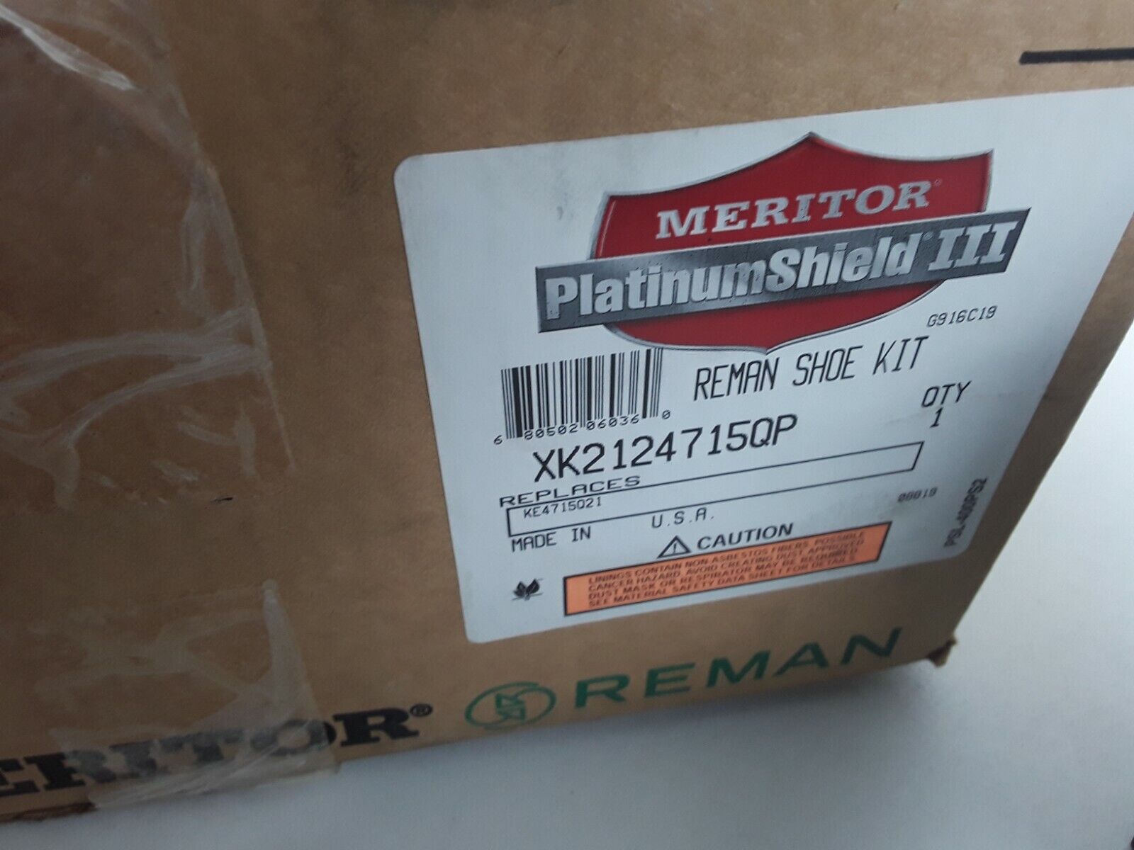 Meritor XK2124715QP Drum Brake Shoe Kit (Lined)KE4715021,with Hardware